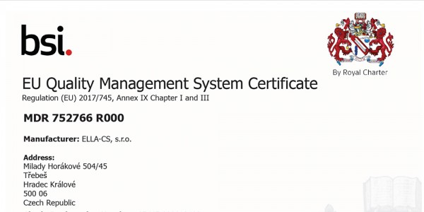 ELLA-CS achieved BSI QMS certificate according to the MDR - ELLA-CS, s ...